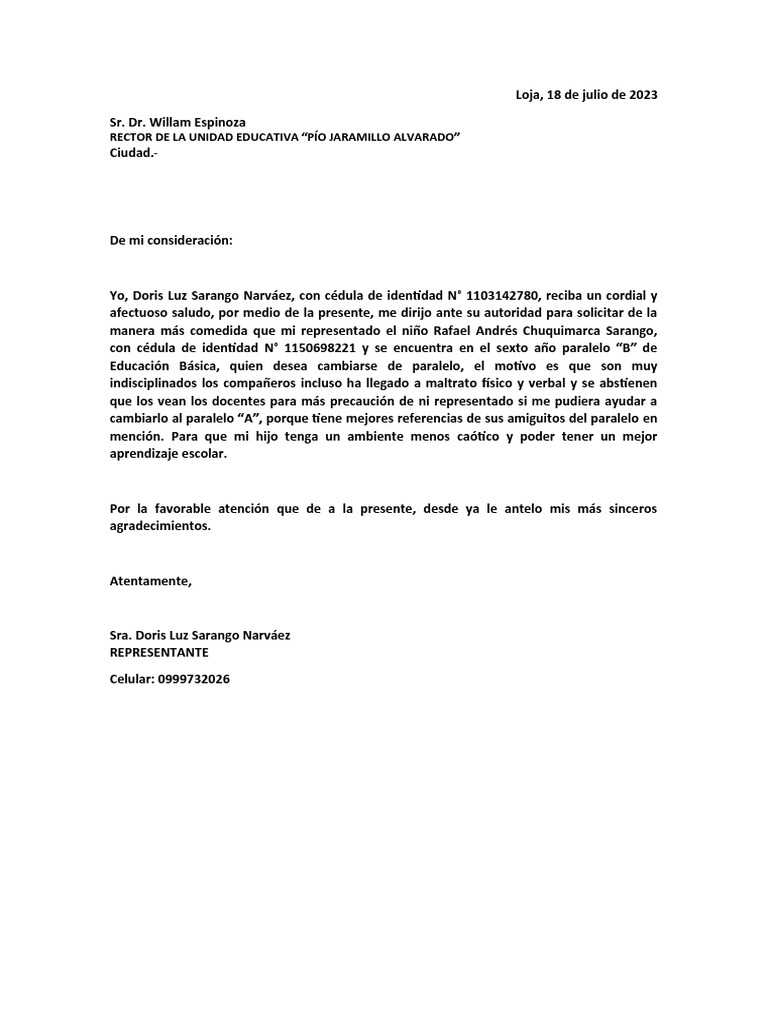 Solicitud Al Rector | PDF