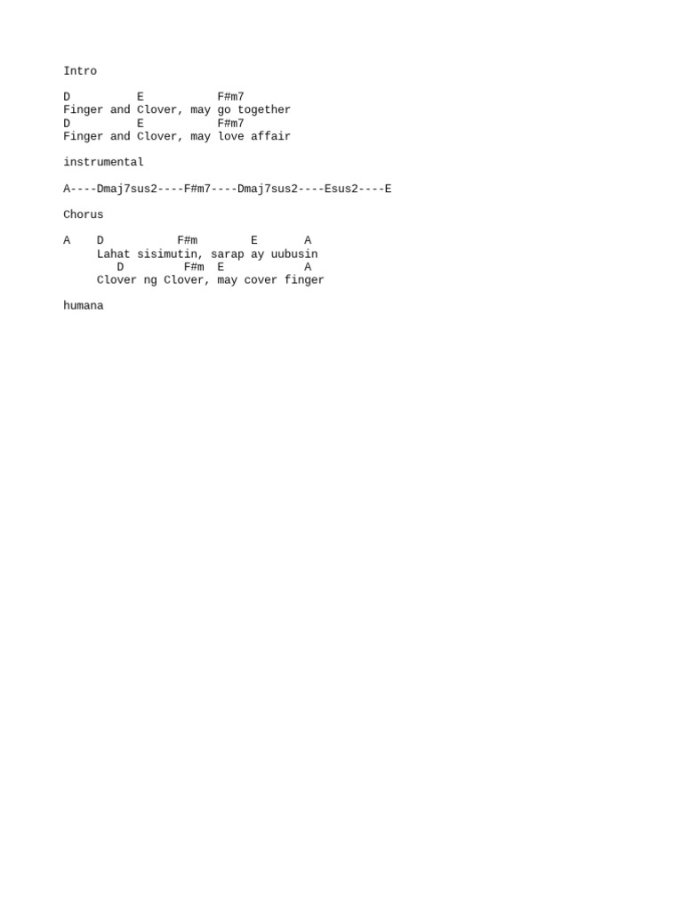 Finger and Clover Song Lyrics | PDF