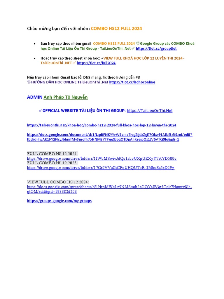 Link COMBO HS12 FULL 2024 | PDF