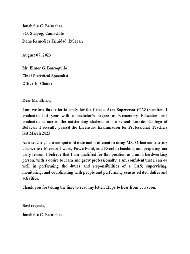 Application for Census Area Supervisor Position | PDF