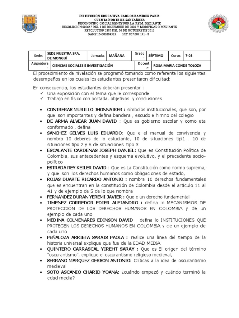 Himno y Símbolos del Colegio Ramírez París | PDF | Colombia | Constitución