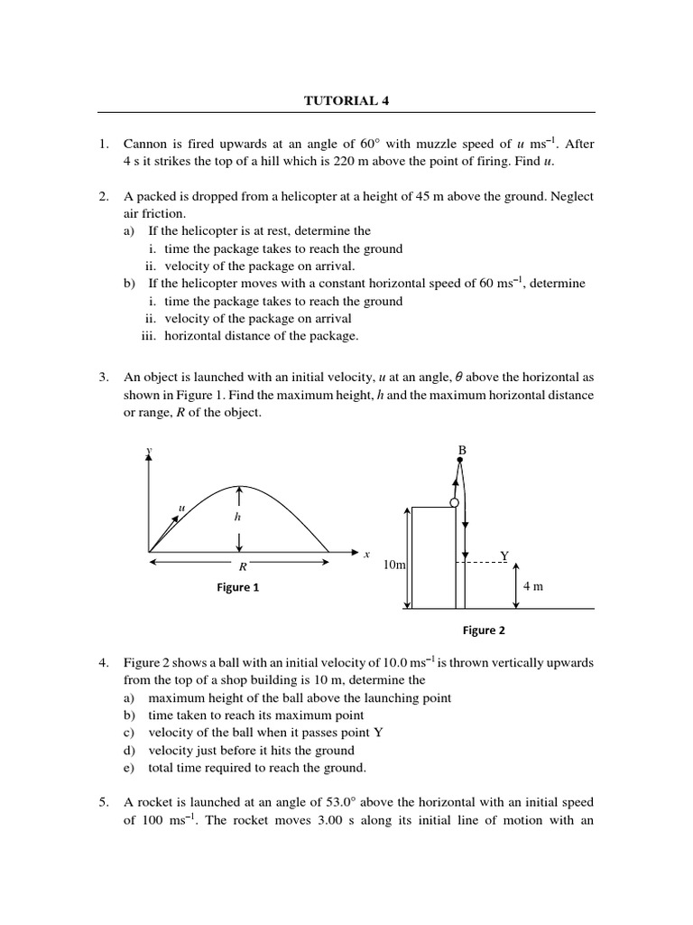 Tutorial 4 | Download Free PDF | Projectiles | Velocity
