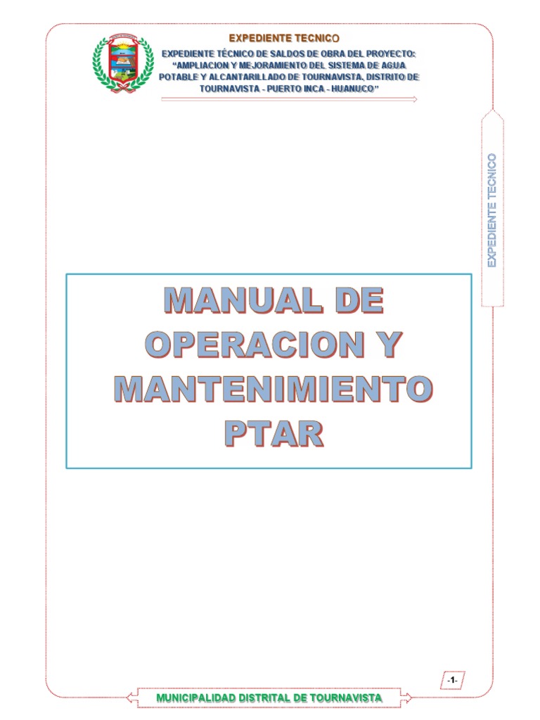 Manual de O - M - Ptar | PDF | Agua | Tratamiento de aguas residuales