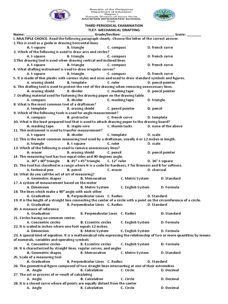 Tle7 Drafting 3RD Ans Key | PDF | Triangle | Technical Drawing