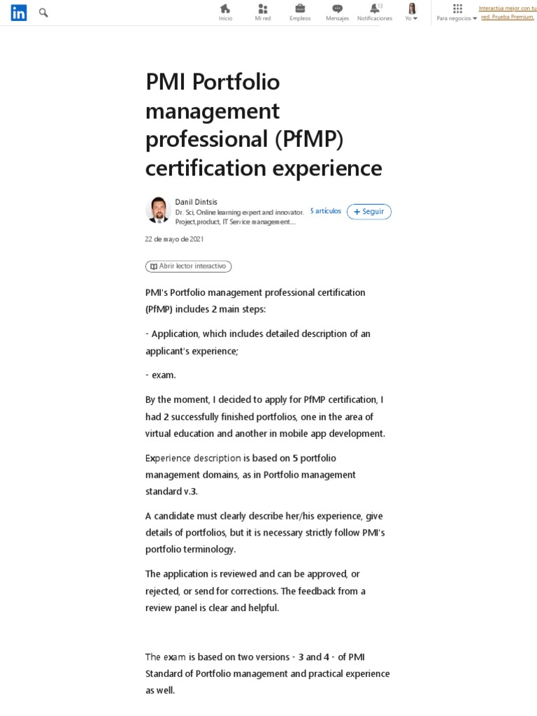 PfMP Certification Application Guide | PDF