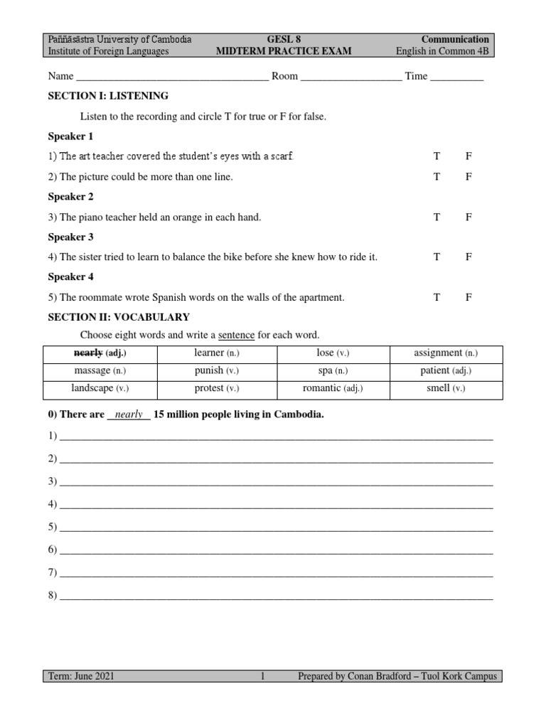 Gesl 8 Comm Midterm Practice June 2021 | PDF