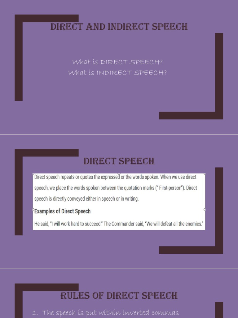 Direct and Indirect Speech | PDF | Verb | Linguistics