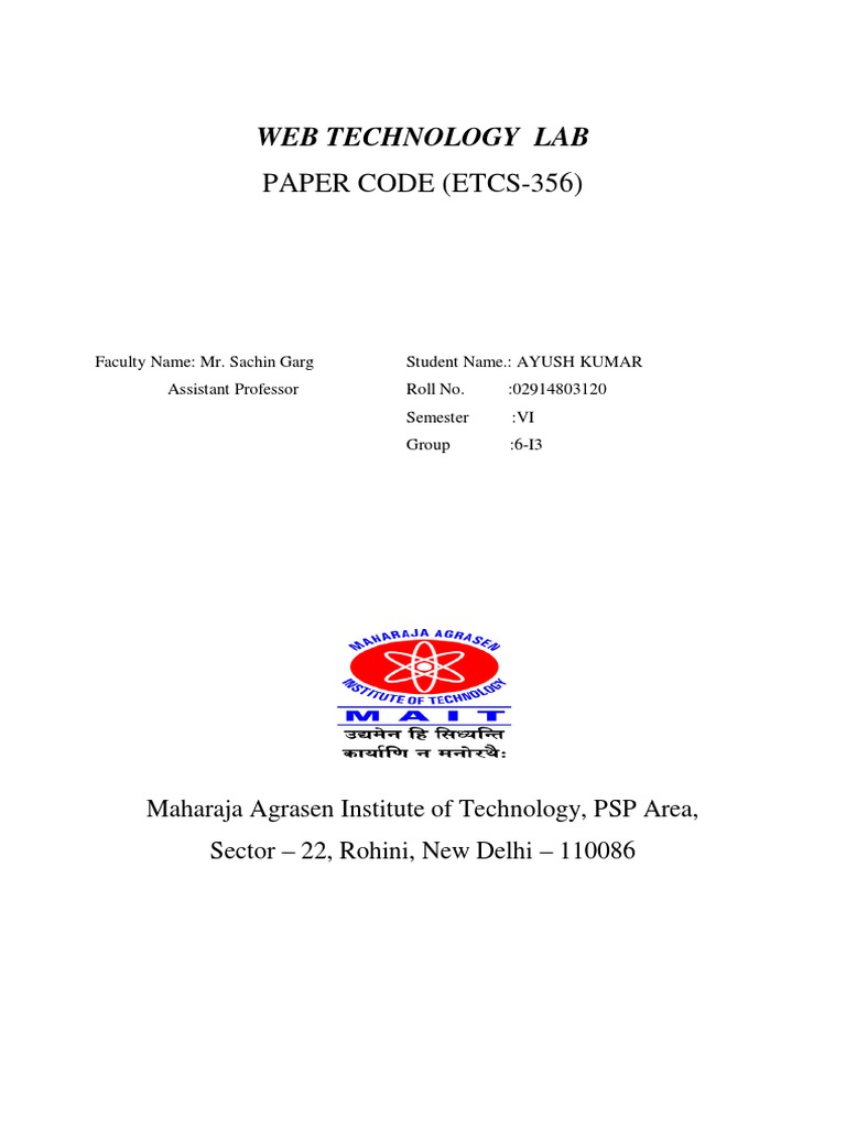 Web - Technology (LAB 1,2,3,4 N 5) ) 02914803120 | PDF