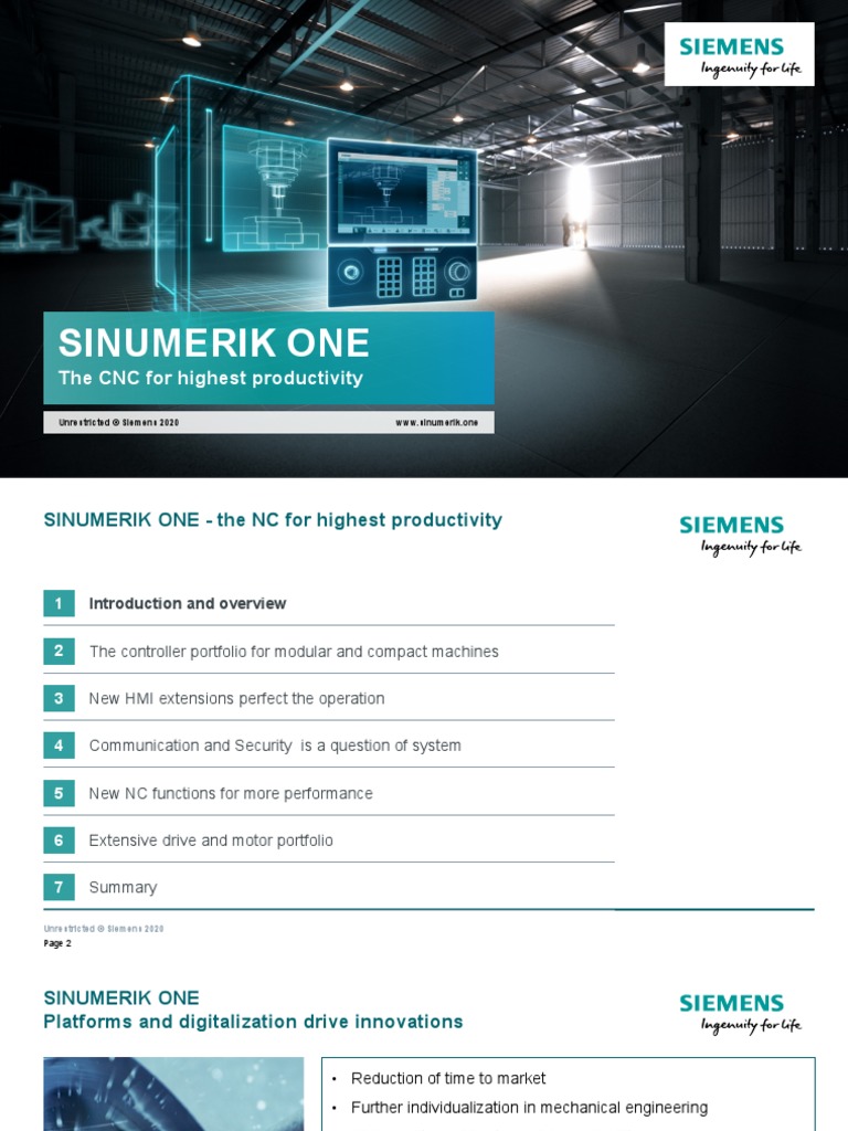 SINUMERIK ONE The Real CNC For Highest Productiv TechSlides 2020 02 01 ...