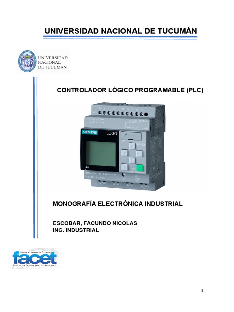 Monografía PLC Electrónica Industrial | PDF | Controlador lógico ...