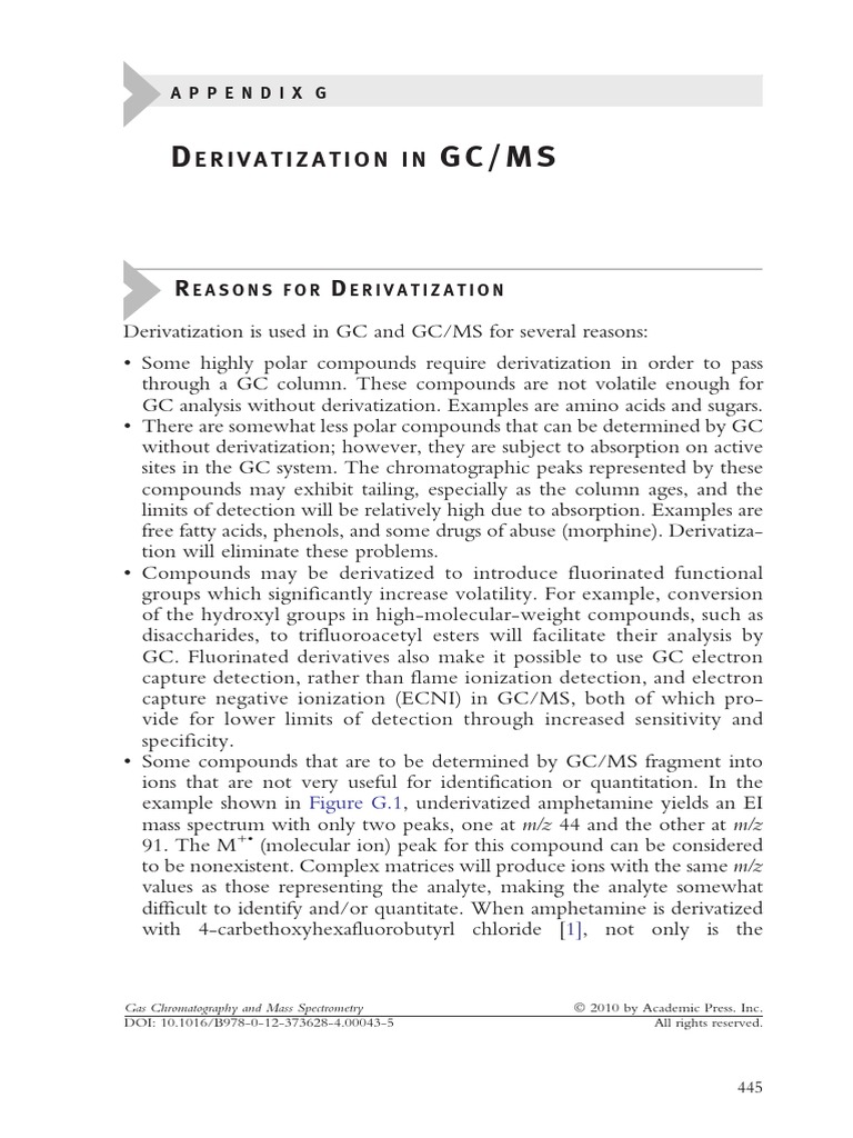 Appendix G - Derivatization in GC MS | PDF