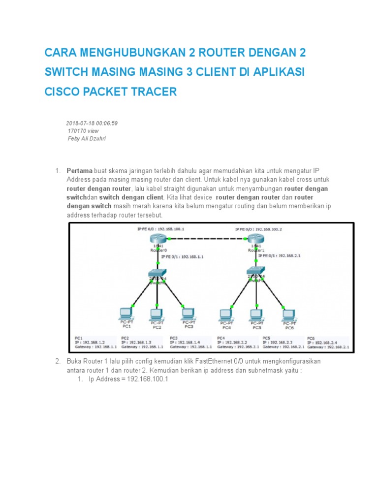 Cara Menghubungkan 2 Router Dengan 2 Switch Masing Masing 3 Client Di Aplikasi Cisco Packet ...