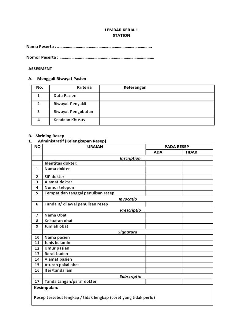 Lembar Kerja Skrining Resep Dan Perhitungan Bahan Comdis | PDF ...
