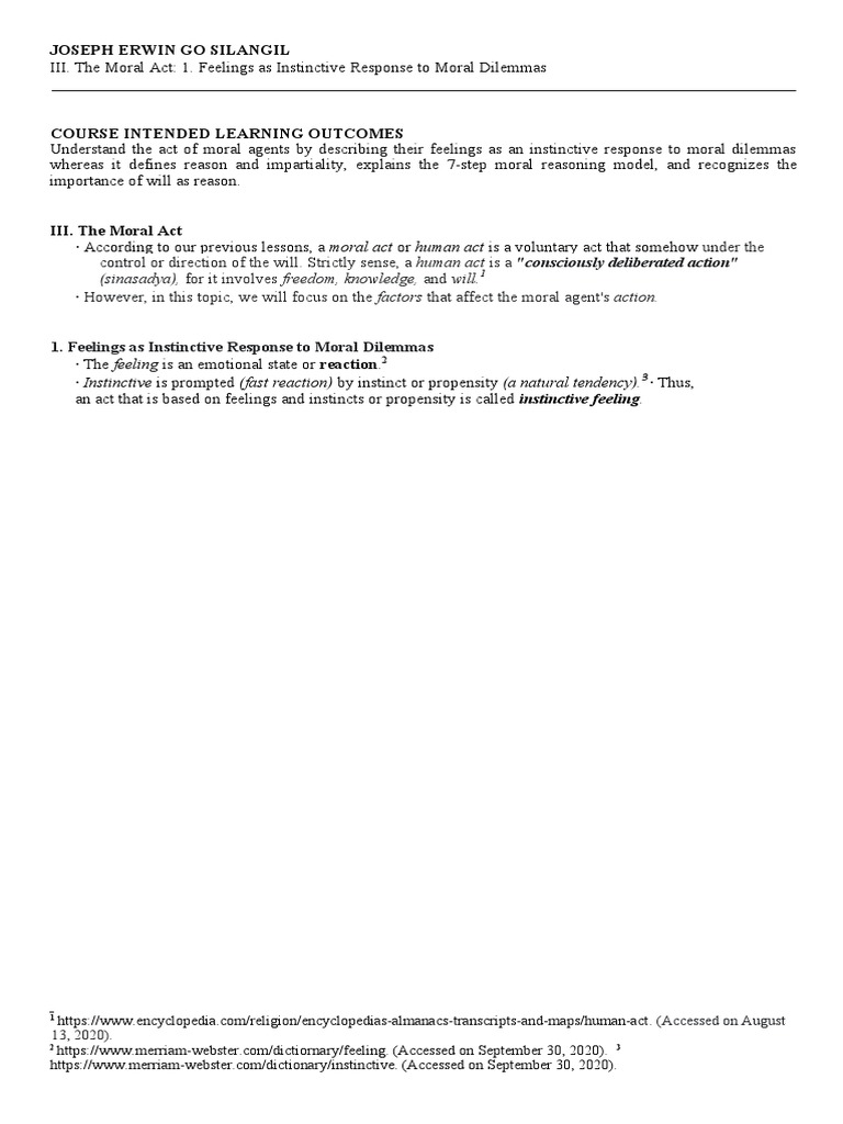Feelings As Instinctive Response To Moral Dilemmas | PDF