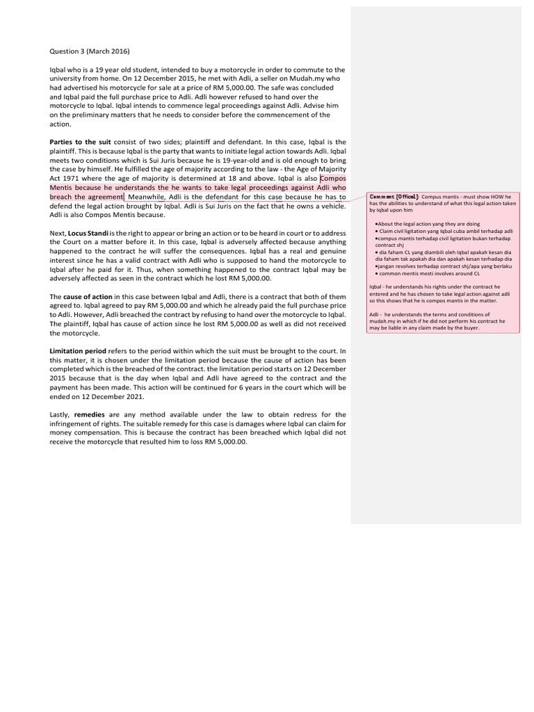 Tutorial Question | PDF | Legal Remedy | Lawsuit