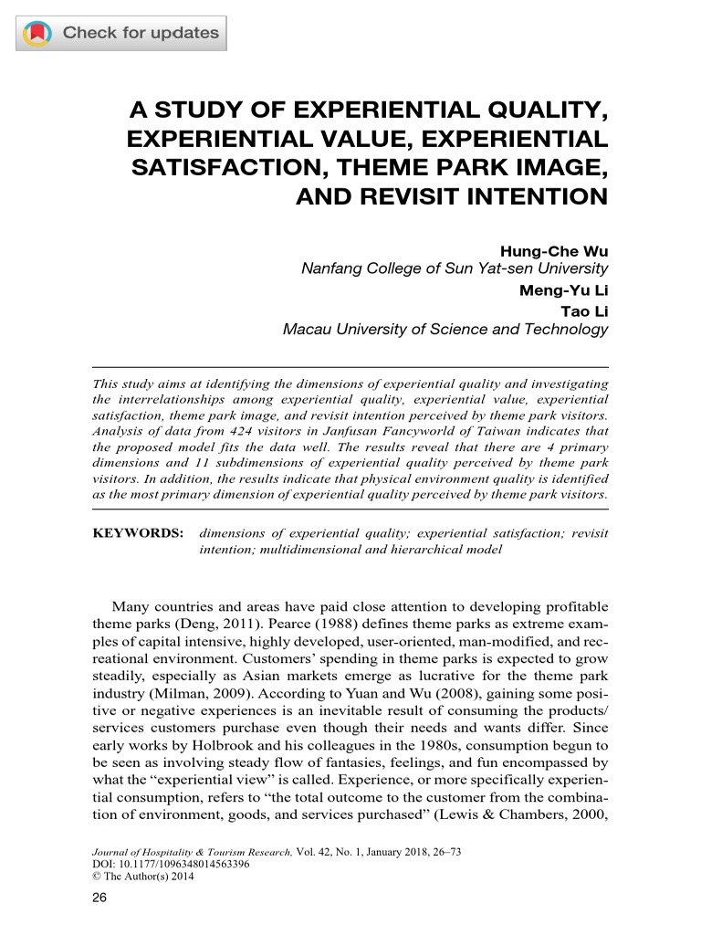 Theme Park Experience Quality Study | PDF | Customer Satisfaction ...