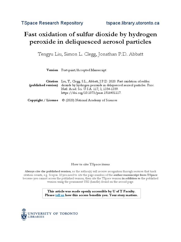 Fast Oxidation TSpace | PDF | Ph | Aerosol