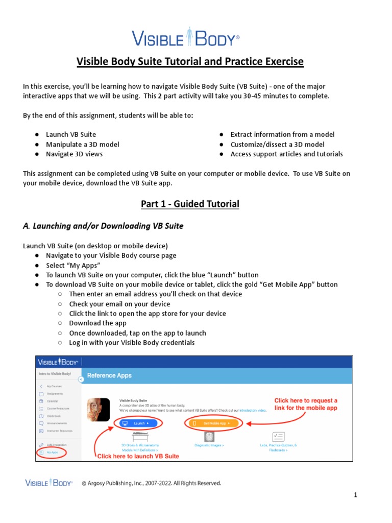 Visible Body Suite Tutorial and Practice Exercise 1 | PDF | Mobile App ...