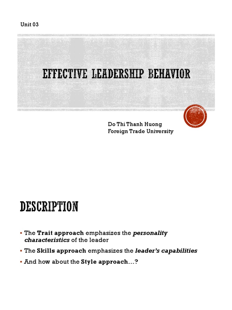 Unit03 Effective Leadership Behaviors | PDF | Leadership ... Unit03 Effective Leadership Behaviors | PDF | Leadership ...