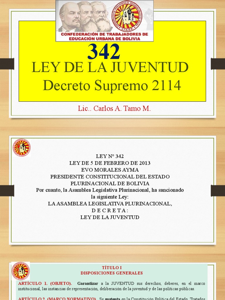 Ley 342..de La Juventud-Bolivia | PDF | Bolivia | Derecho laboral