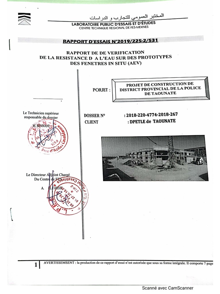 V - Rification de La R - Sistance - L'eau Sur Des Prototypes Des Fen - Tres in Situ (AEV) | PDF