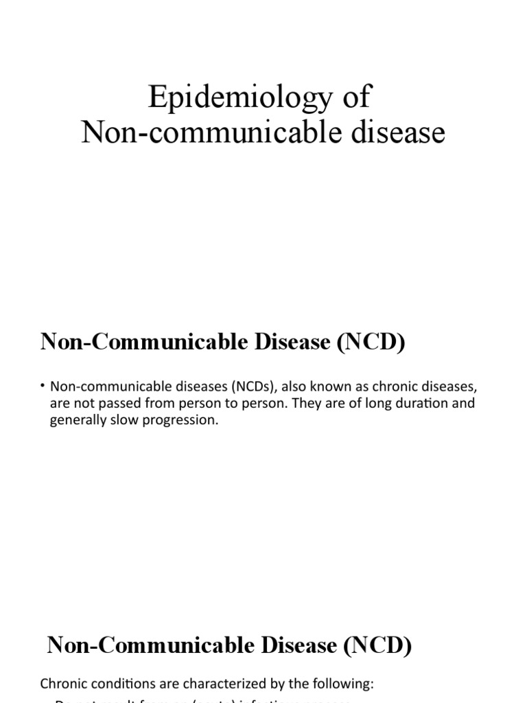 Epidemiology of Non Communicable Diseases | PDF