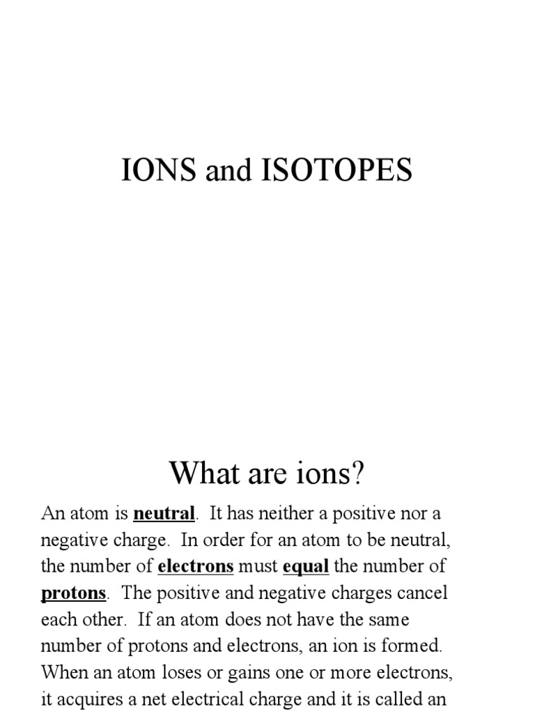 IONS and ISOTOPES | PDF | Teaching Methods & Materials