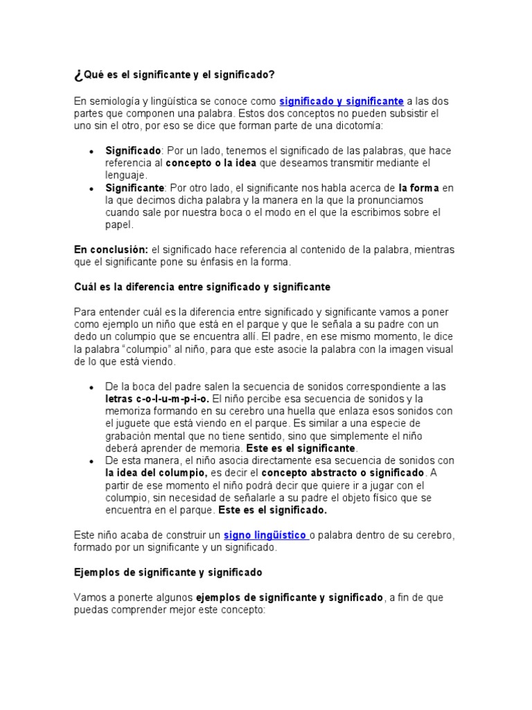 Qué es el significante y el significado.LENGUAJE | PDF