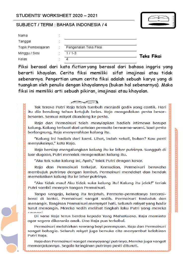 Bahasa-Week1-Term4-Materi-Teks Fiksi | PDF