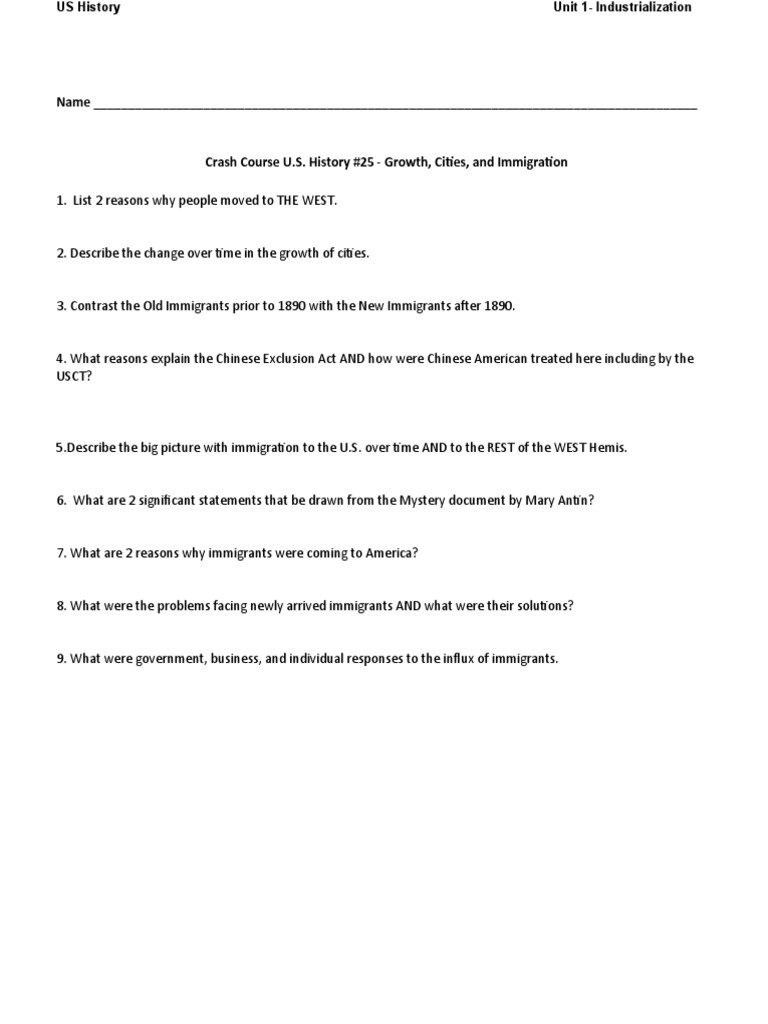 TRACE EBARB - Crash Course U.S. History #25 - Growth, Cities, and ...