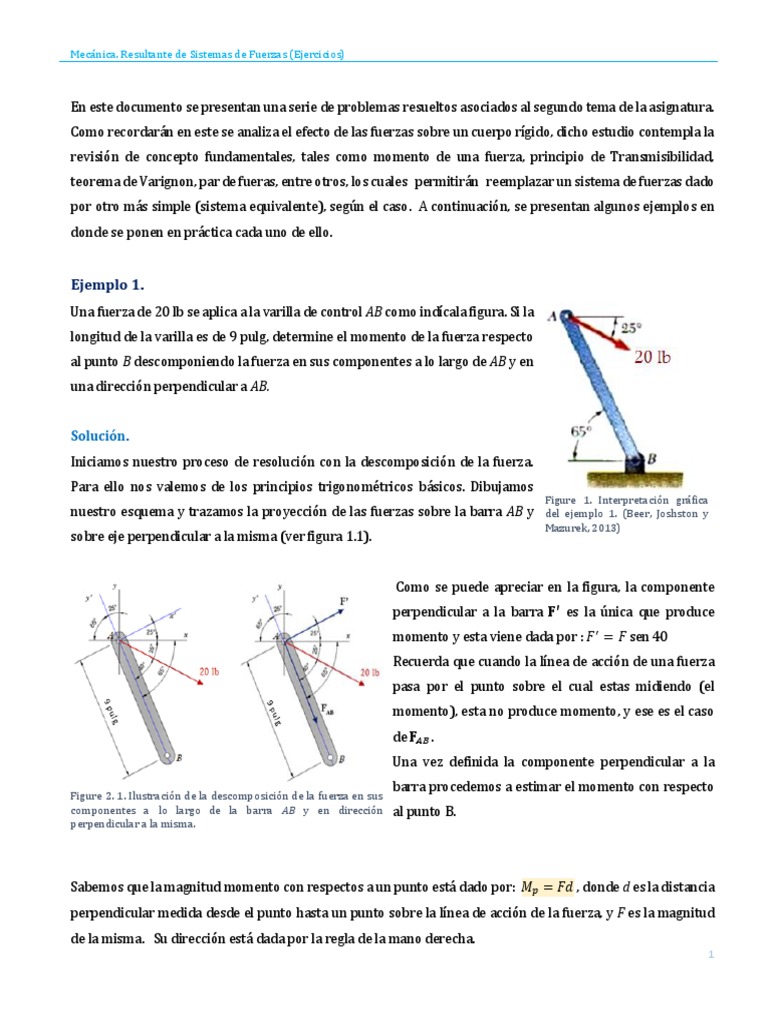 Momentos de Fuerzas en Ejercicios | PDF | Vector Euclidiano | Fuerza
