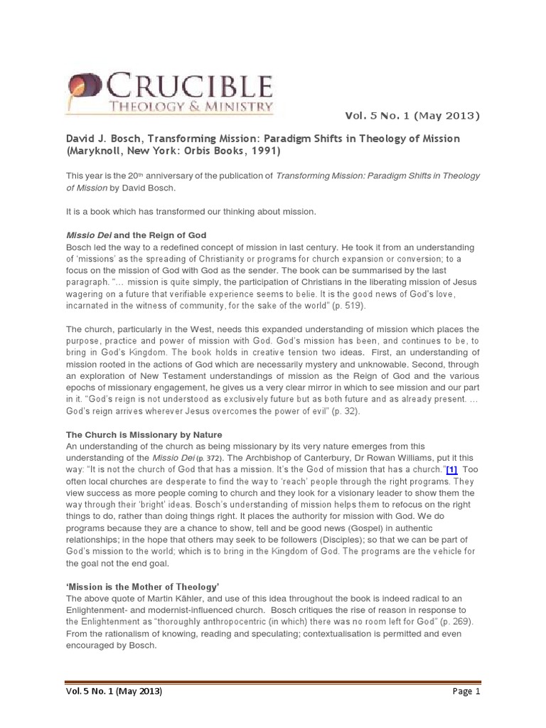 David J. Bosch Transforming Mission | PDF