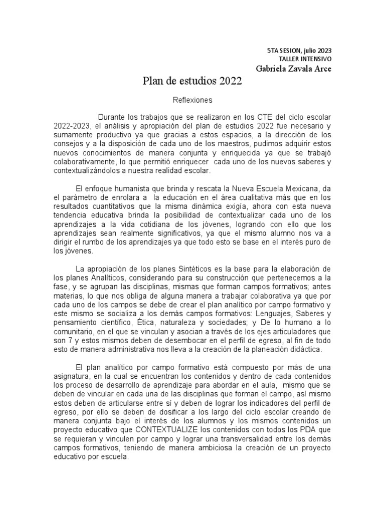 Plan 2022 | PDF | Plan de estudios | Aprendizaje