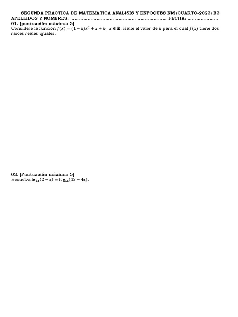 Segunda Practica - Cuarto - B3 - 2023 | PDF