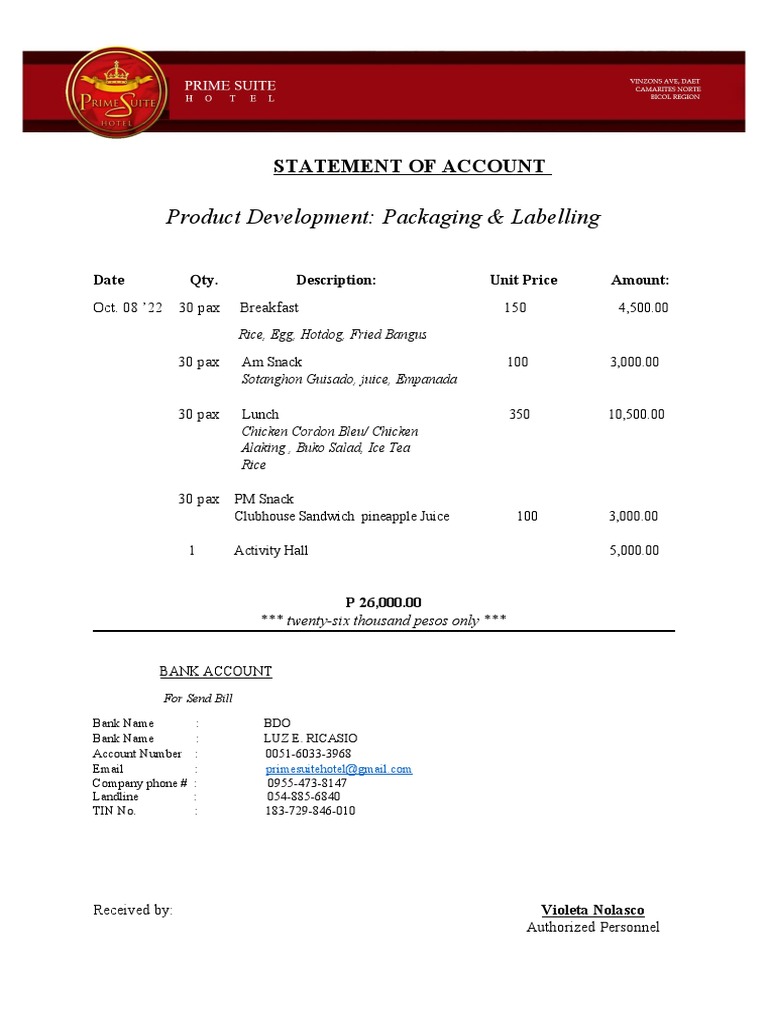 Statement of Account Primesuite | PDF