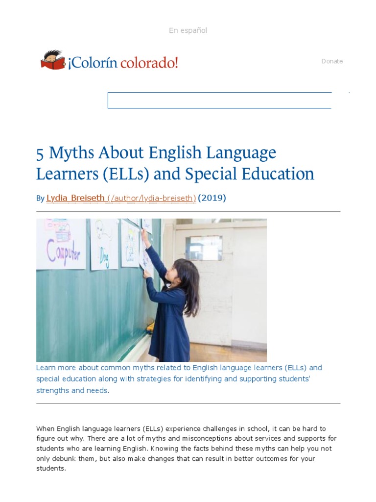 5 Myths About English Language Learners (ELLs) and Special Education ...