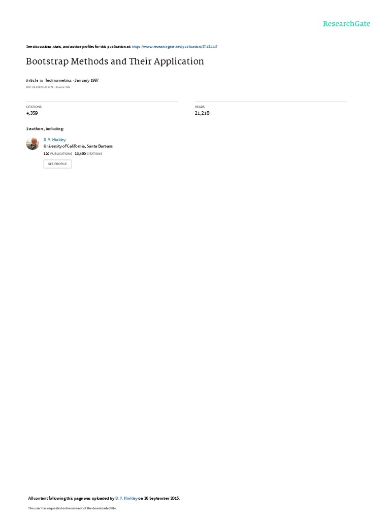 Bootstrap Methods And Their Applications Pdf Bootstrapping Statistics Resampling