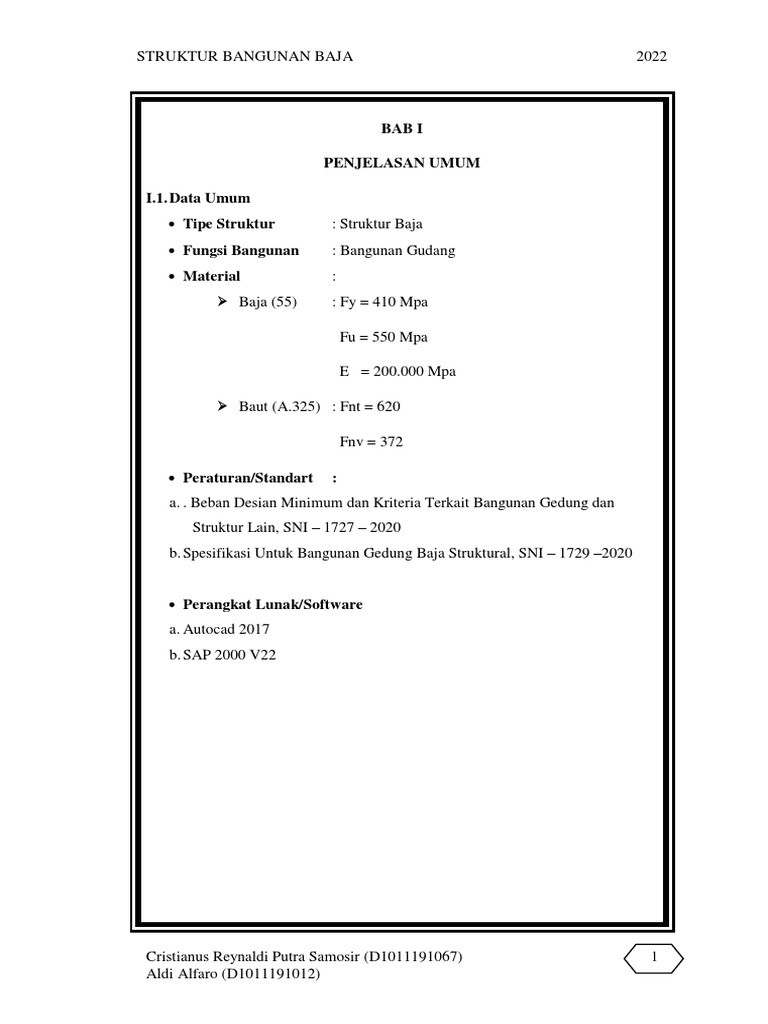 Bab I Penjelasan Umum I.1. Data Umum | PDF
