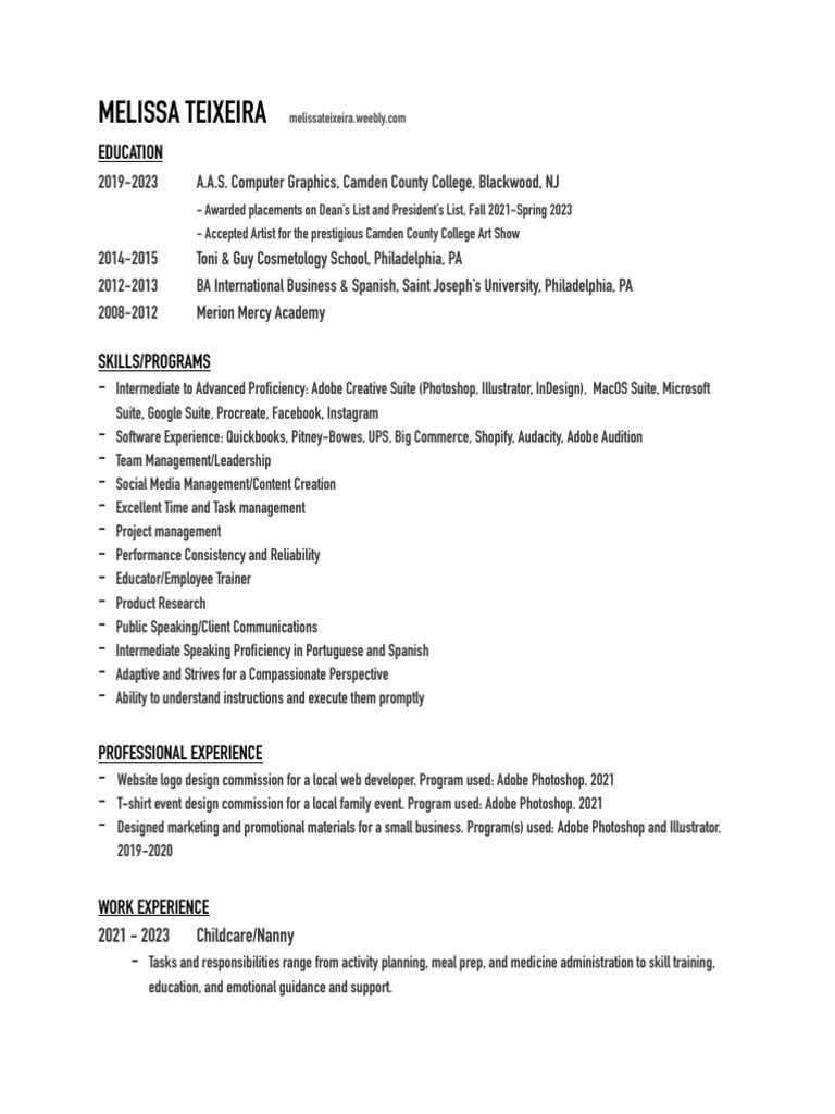 Melissa Teixeira Resume Weebly | PDF