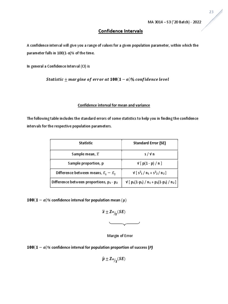 Week 3 | PDF | Confidence Interval | Statistics
