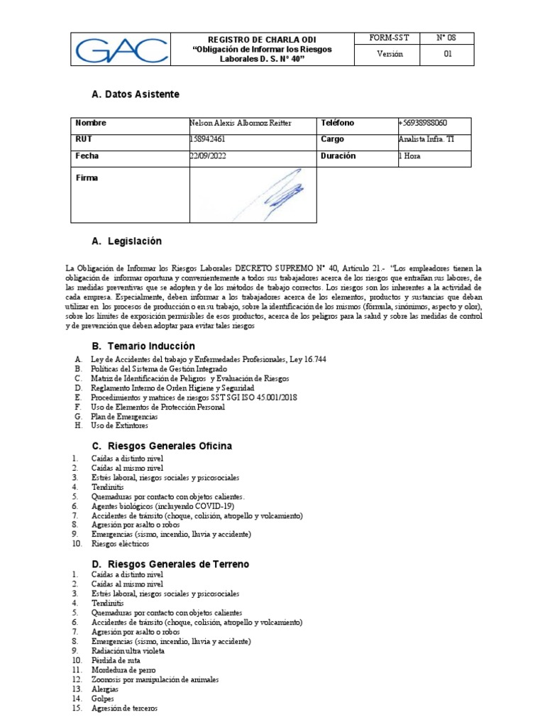 FORM-SST-08 Inducción de Seguridad v01 | PDF
