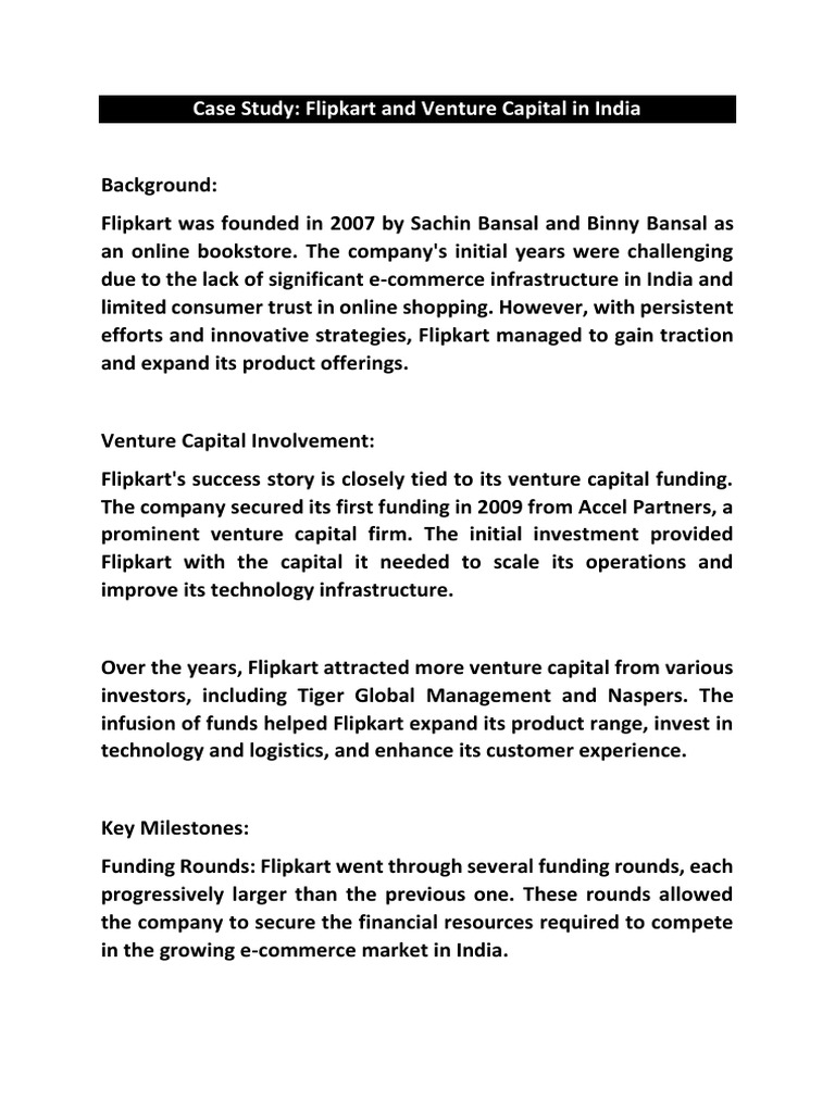 Flipkart Case Study | PDF | Venture Capital | Corporate Finance