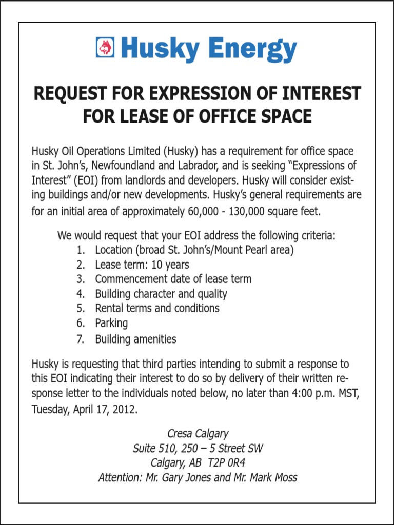 Lease of Office Space EOI | PDF