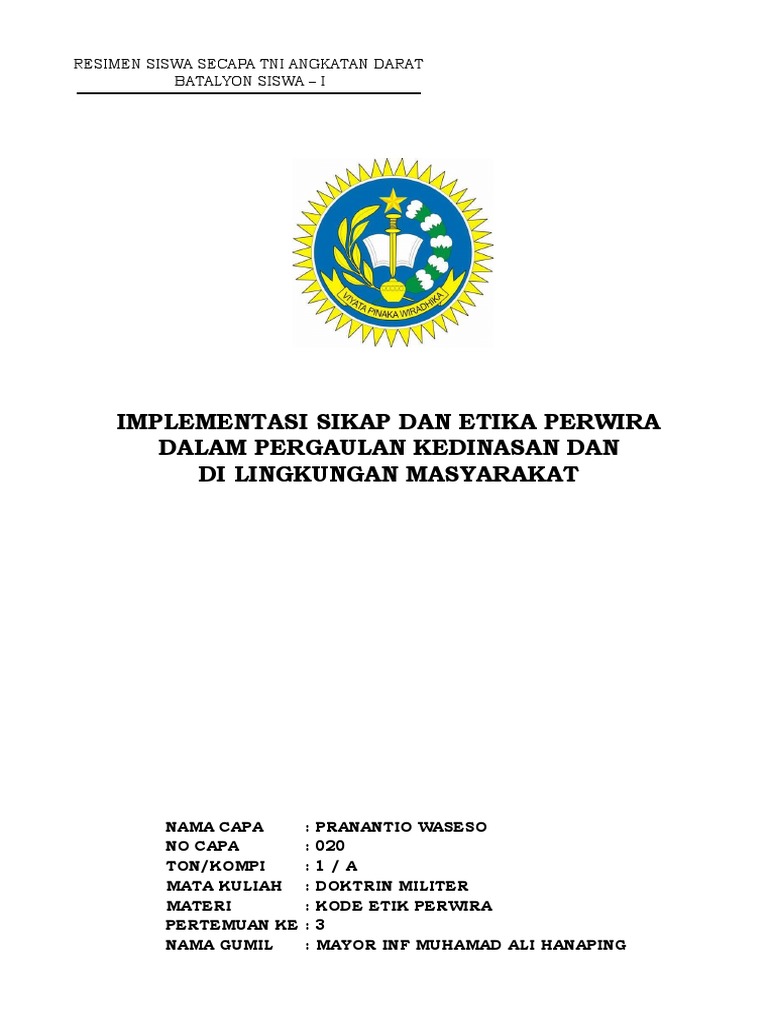 020 - Pranantio Waseso - TT 3 Kode Etik Perwira | PDF