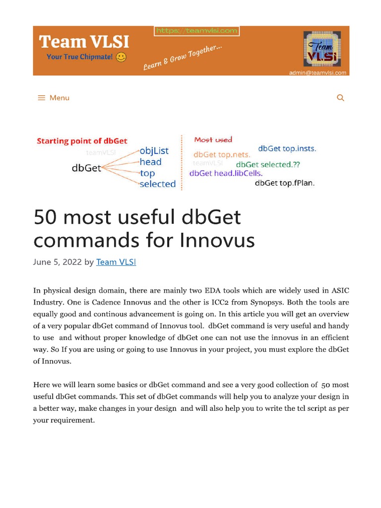 50 Most Useful Dbget Commands For Innovus Team Vlsi Pdf