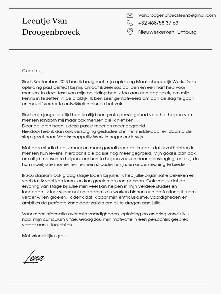 Motivatie Brief Stage | PDF