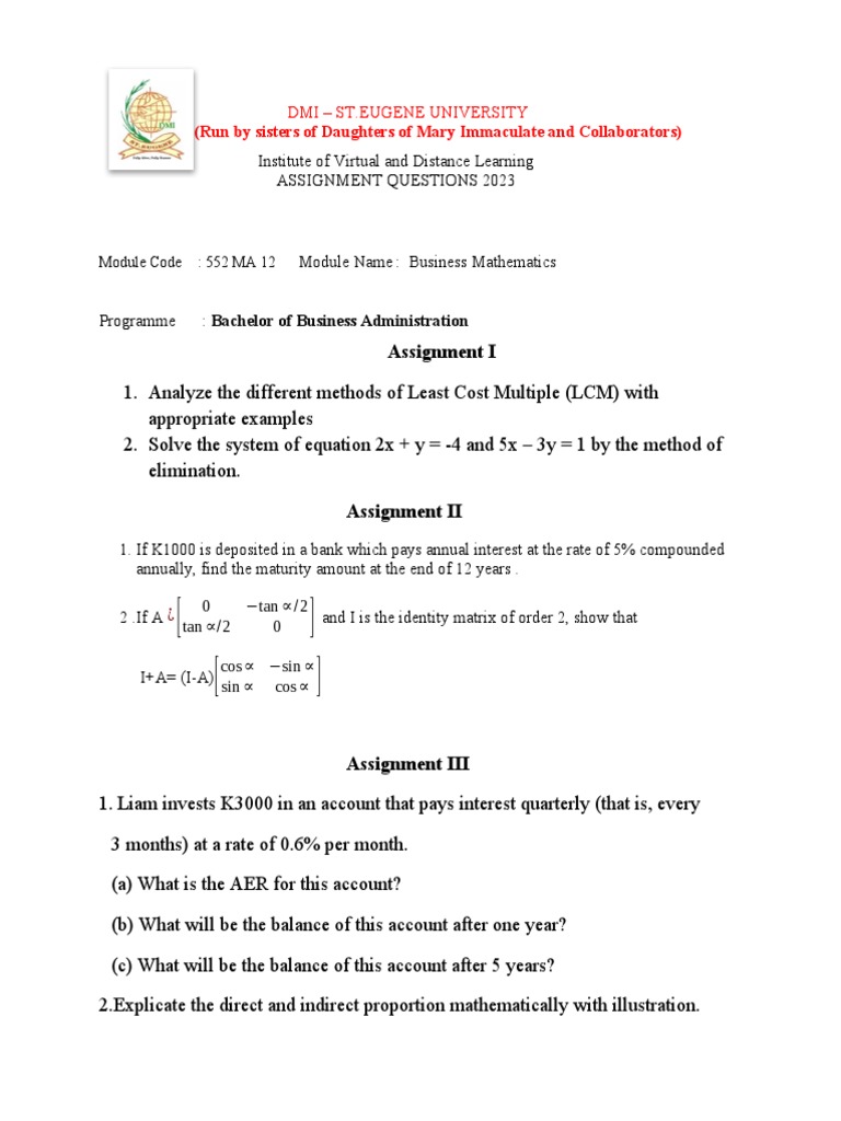 Bba Business Mathematics | PDF Bba Business Mathematics | PDF