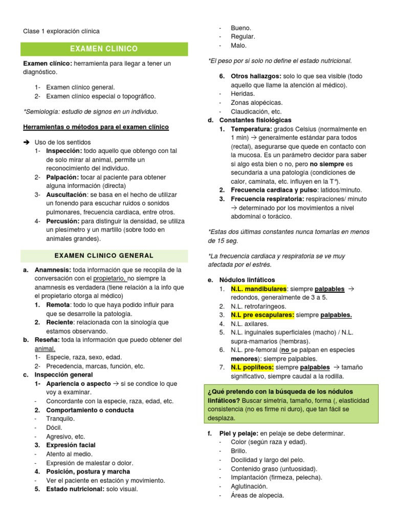 Examen Clinico Basico en Animales | PDF | Examen físico | Medicina CLINICA