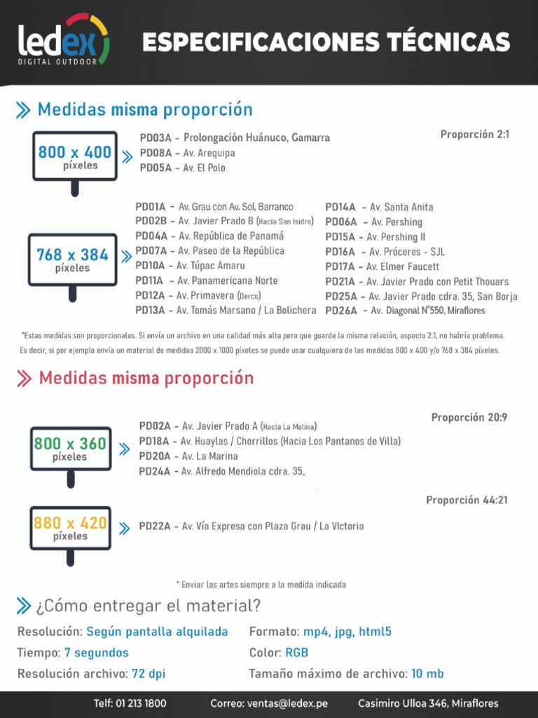 2023 Especificaciones Técnicas Ledex | PDF