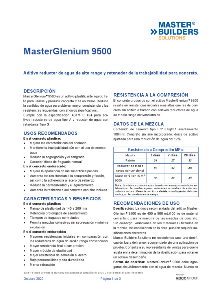 Masterglenium 9500 - Ficha Técnica | PDF | Tecnología